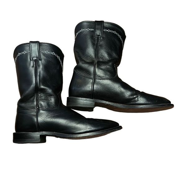 Justin Boots | Shoes | Vintagejustin Black Roper Cowboy Boots | Poshmark